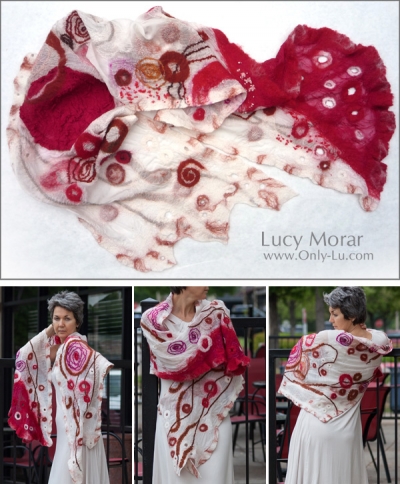Dancing in Red / Felt Art Scarf Portfolio | Only Lu