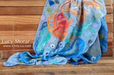Marine Miracles / Nuno Felt Art Scarf | Only Lu